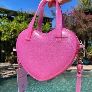 Hand Crafted | Bags | Glitter Jelly Heart Crossbody Bag Purse Hot Pink ...